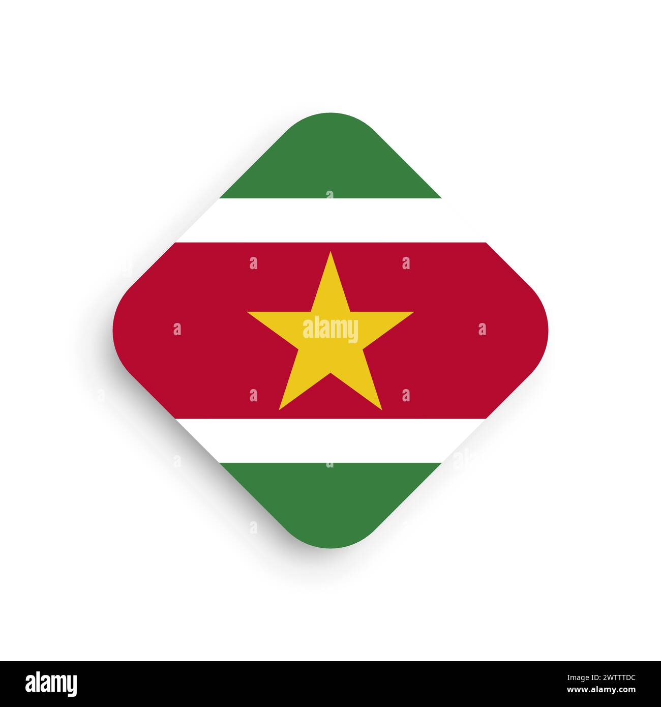 Suriname flag - rhombus shape icon with dropped shadow isolated on white background Stock Vector ...