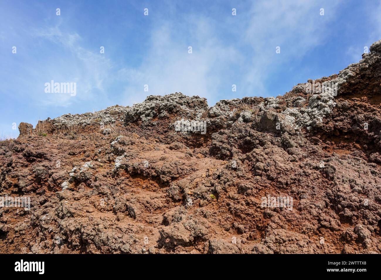 Lava sediments at crater on Mount Vesuvius active volcano, Naples ...
