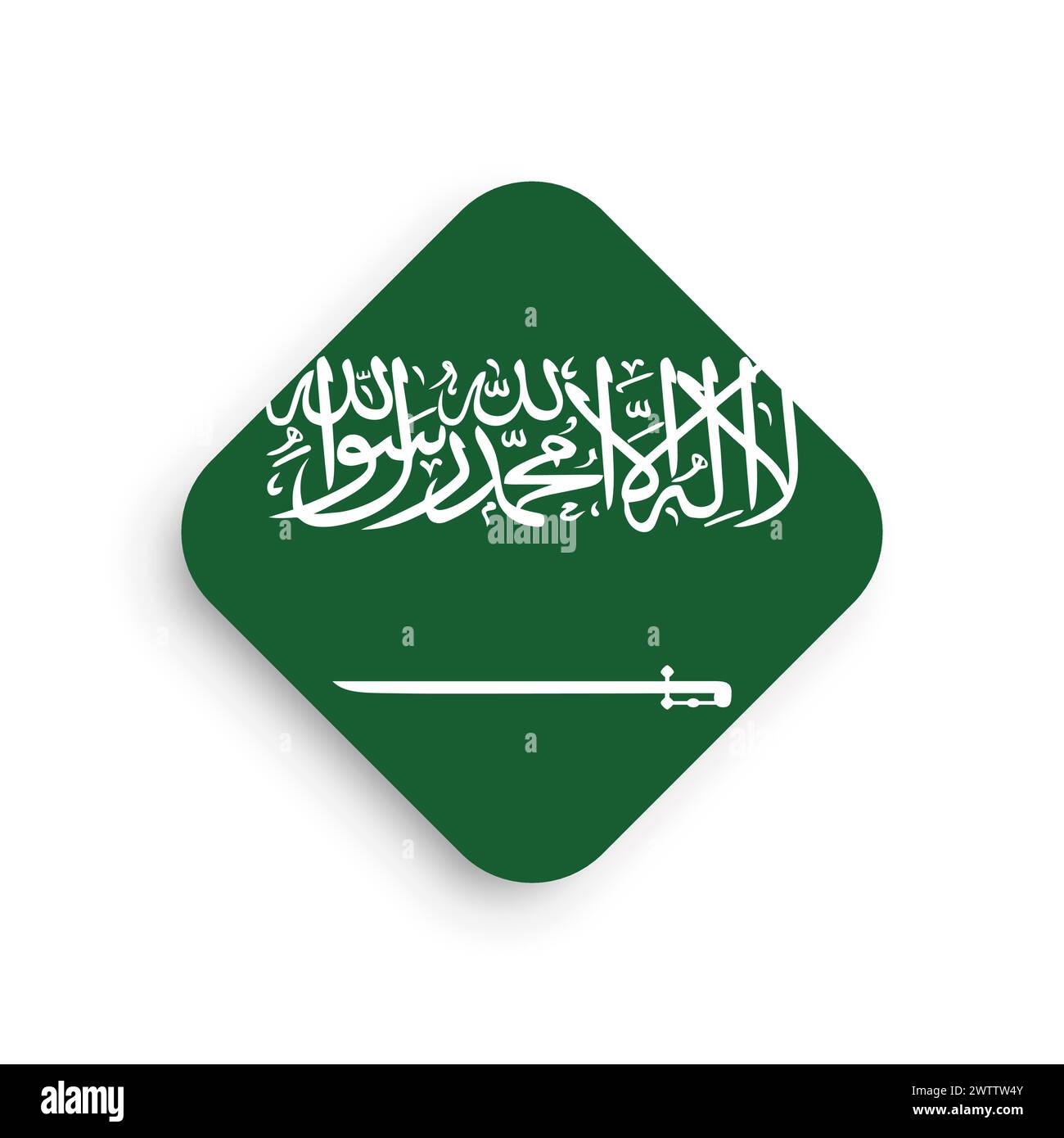 Saudi Arabia flag - rhombus shape icon with dropped shadow isolated on ...