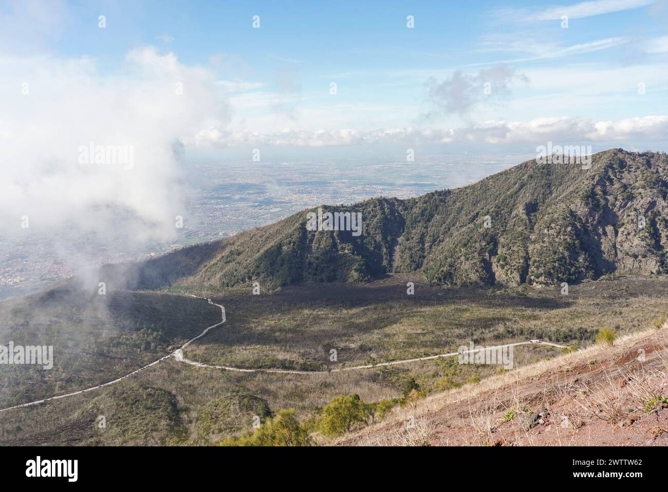 Vesuvius National Park. on the active volcano Vesuvius, southeast from ...