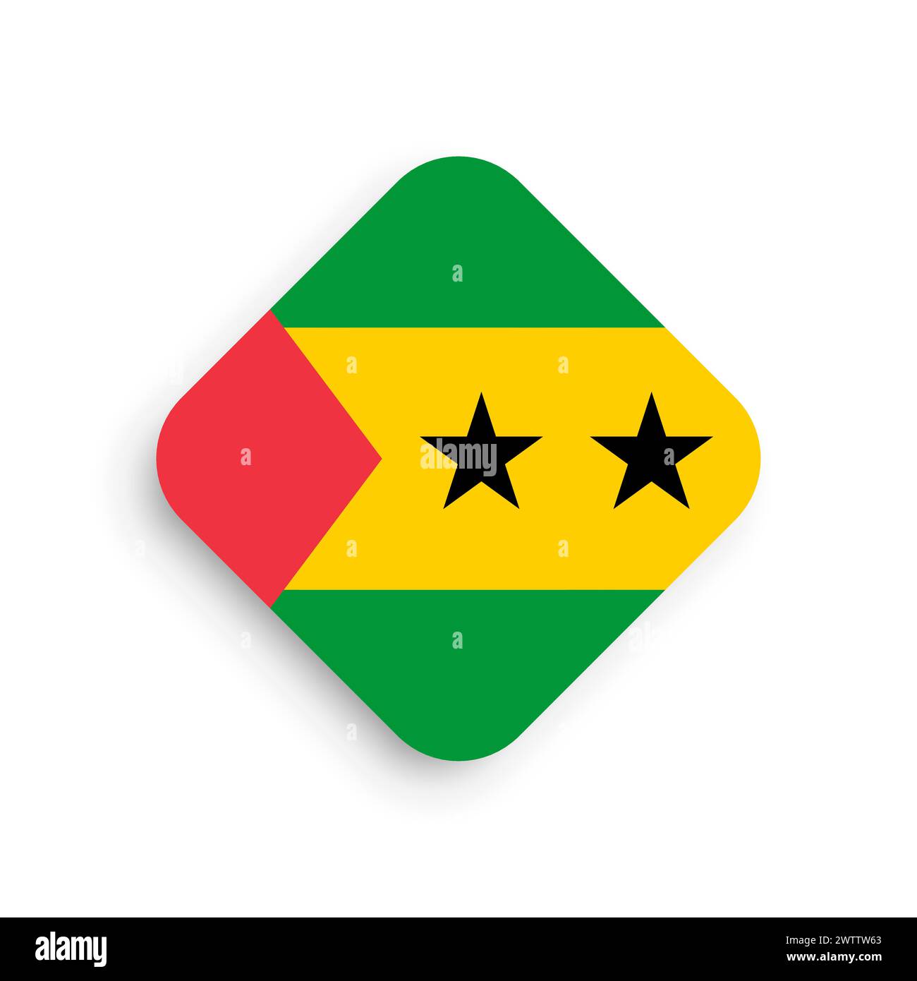 Sao Tome and Principe flag - rhombus shape icon with dropped shadow ...