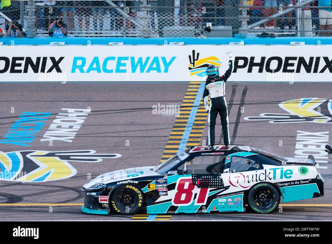 Chandler Smith celebrates his victory for the Call811.com Every Dig ...