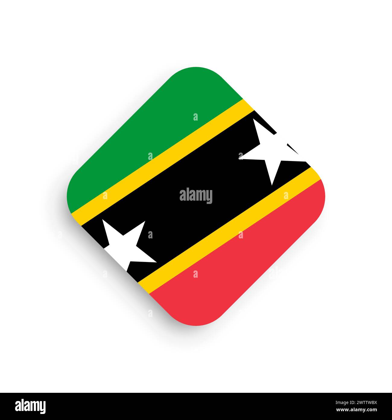 Saint Kitts and Nevis flag - rhombus shape icon with dropped shadow ...