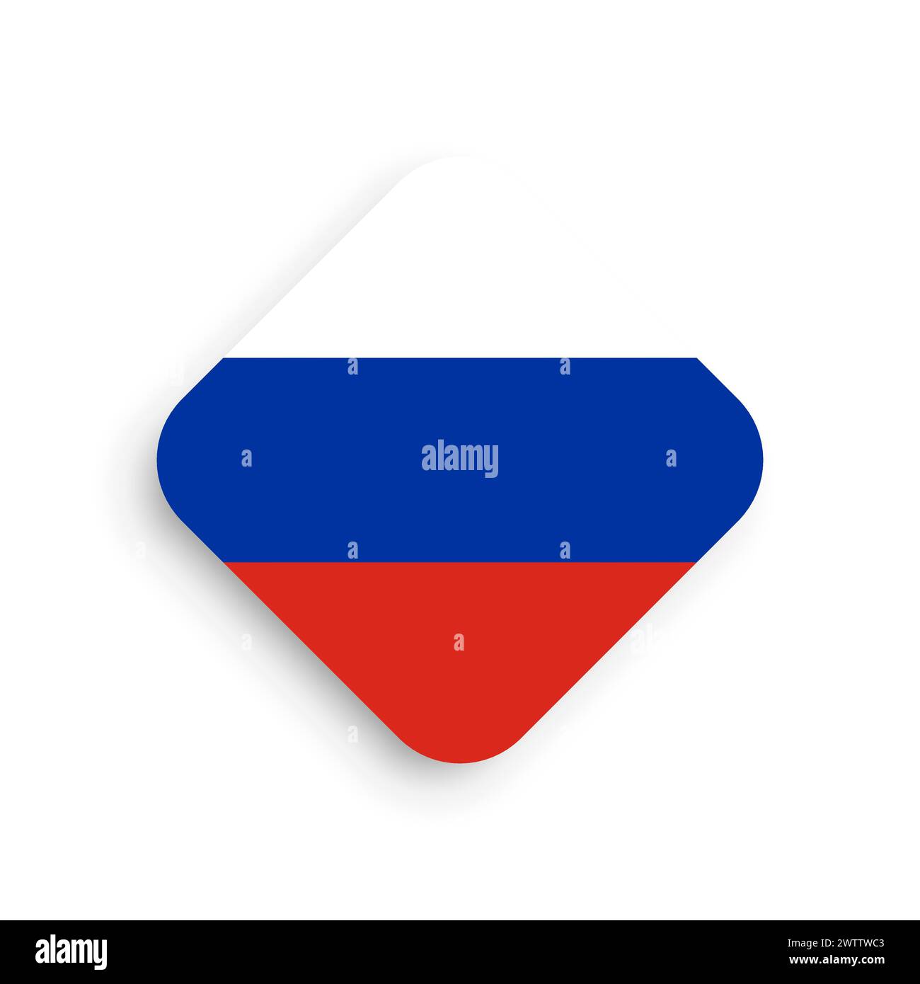 Russia flag - rhombus shape icon with dropped shadow isolated on white ...