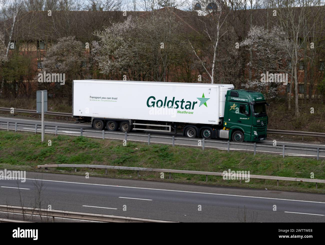 Goldstar Heathrow Mercedes lorry joining the M40 motorway at Junction ...