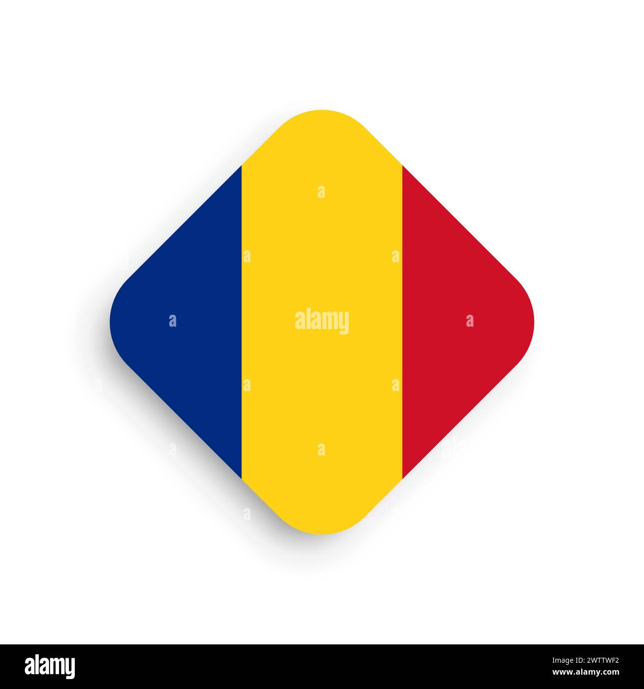 Romania flag - rhombus shape icon with dropped shadow isolated on white ...