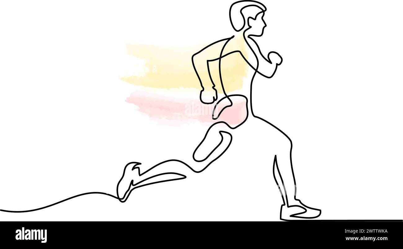 Man Runner One Line Drawing. Running Abstract Minimal Drawing Stock ...