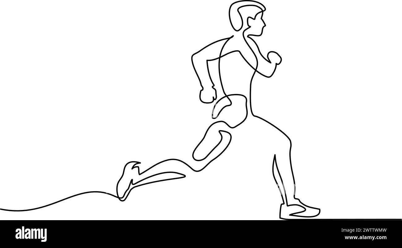 Man Runner One Line Drawing. Running Abstract Minimal Drawing Stock ...