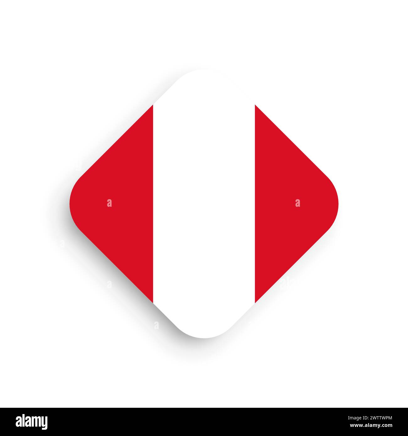 Peru flag - rhombus shape icon with dropped shadow isolated on white ...
