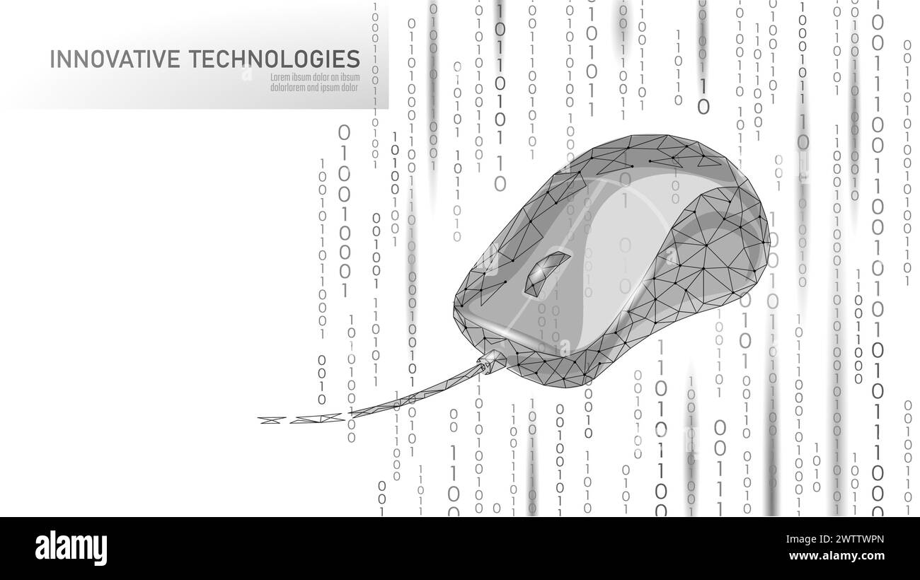 Computer wire mouse 3D concept. Technology control office pointer ...