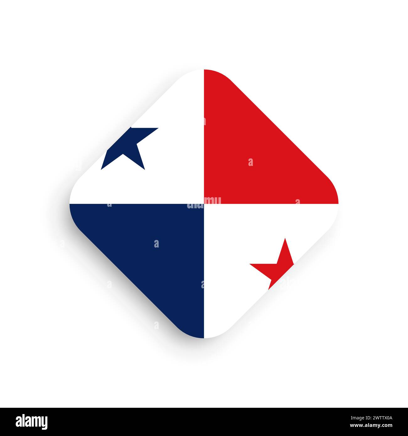 Panama flag - rhombus shape icon with dropped shadow isolated on white ...