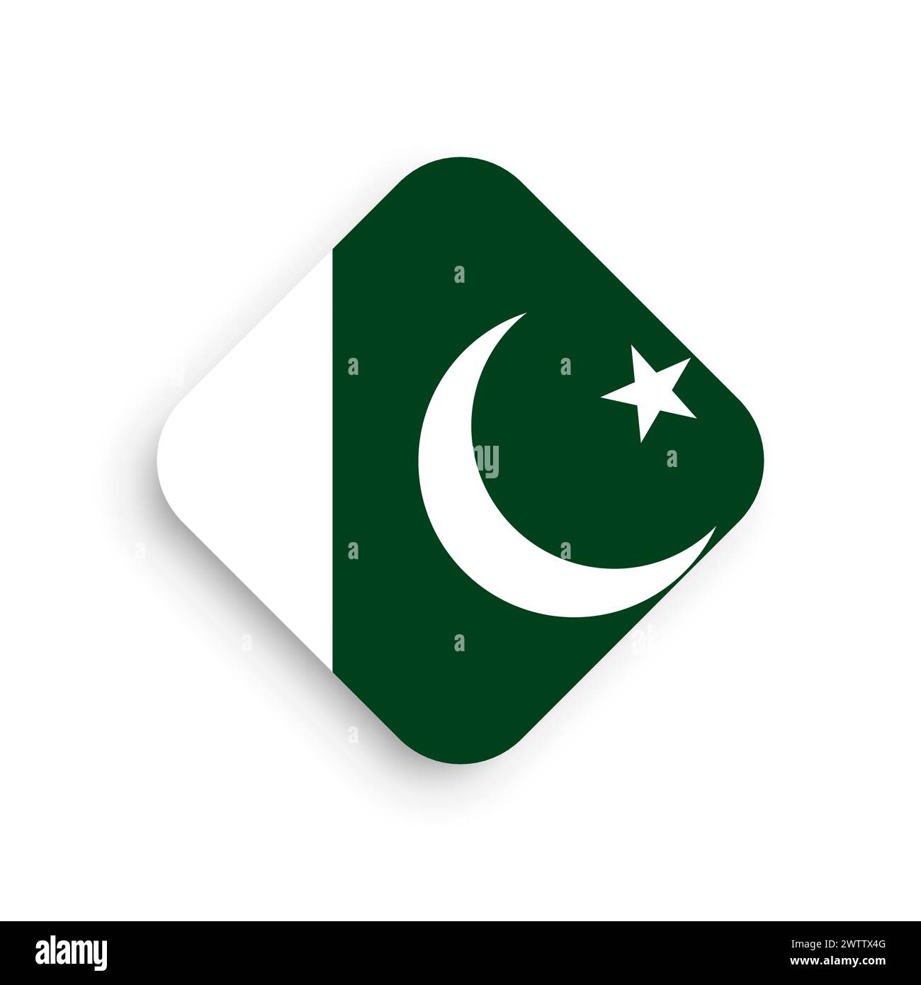 Pakistan flag - rhombus shape icon with dropped shadow isolated on ...