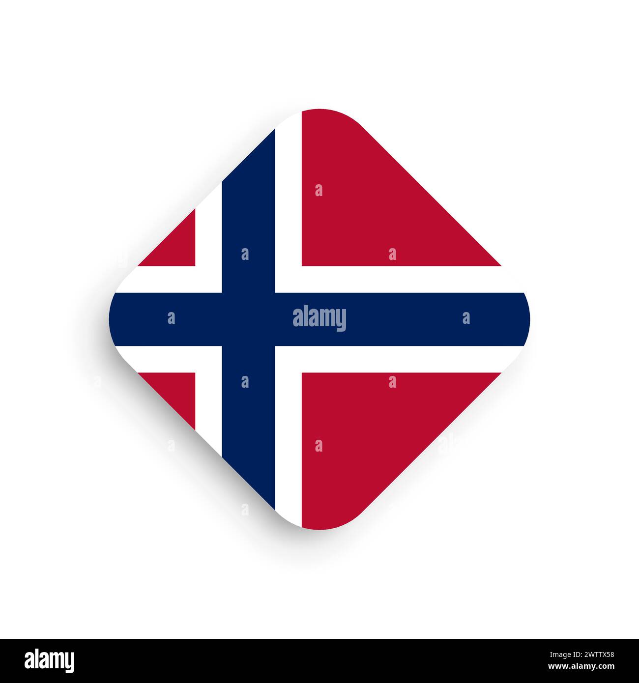Norway flag - rhombus shape icon with dropped shadow isolated on white ...