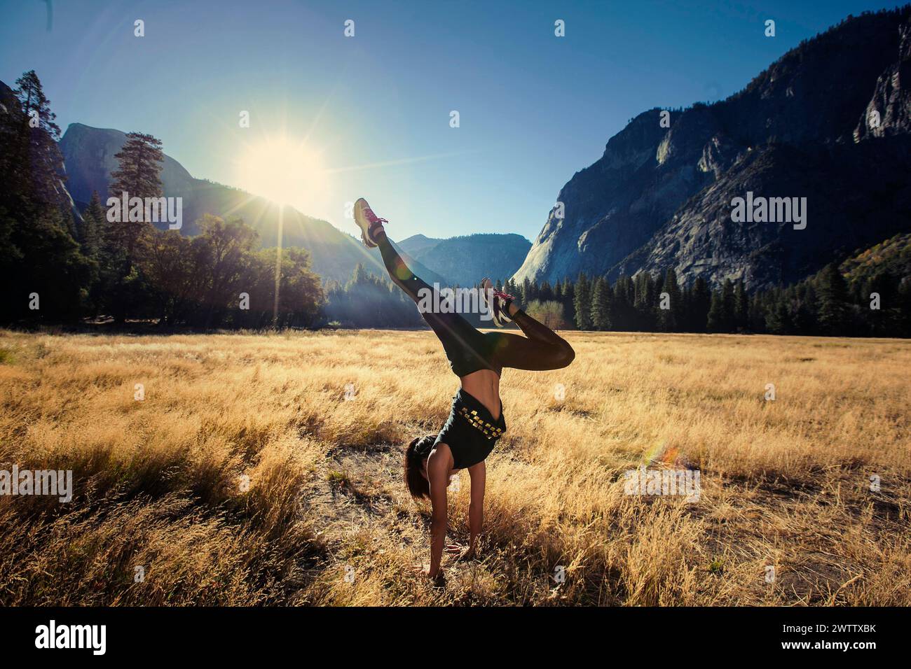 Sunset handstand sunset handstand sunset hi-res stock photography and ...