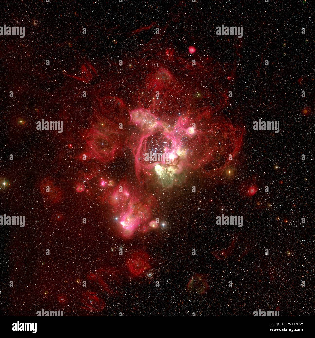 Red nebula clouds in universe hi-res stock photography and images - Alamy