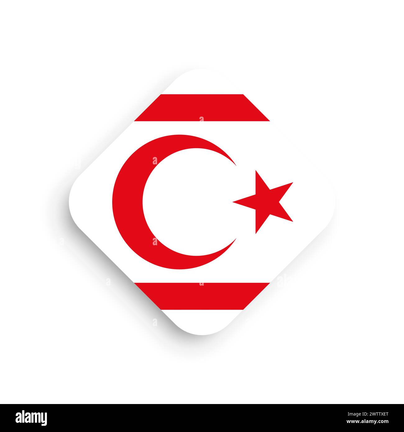 Northern Cyprus flag - rhombus shape icon with dropped shadow isolated ...