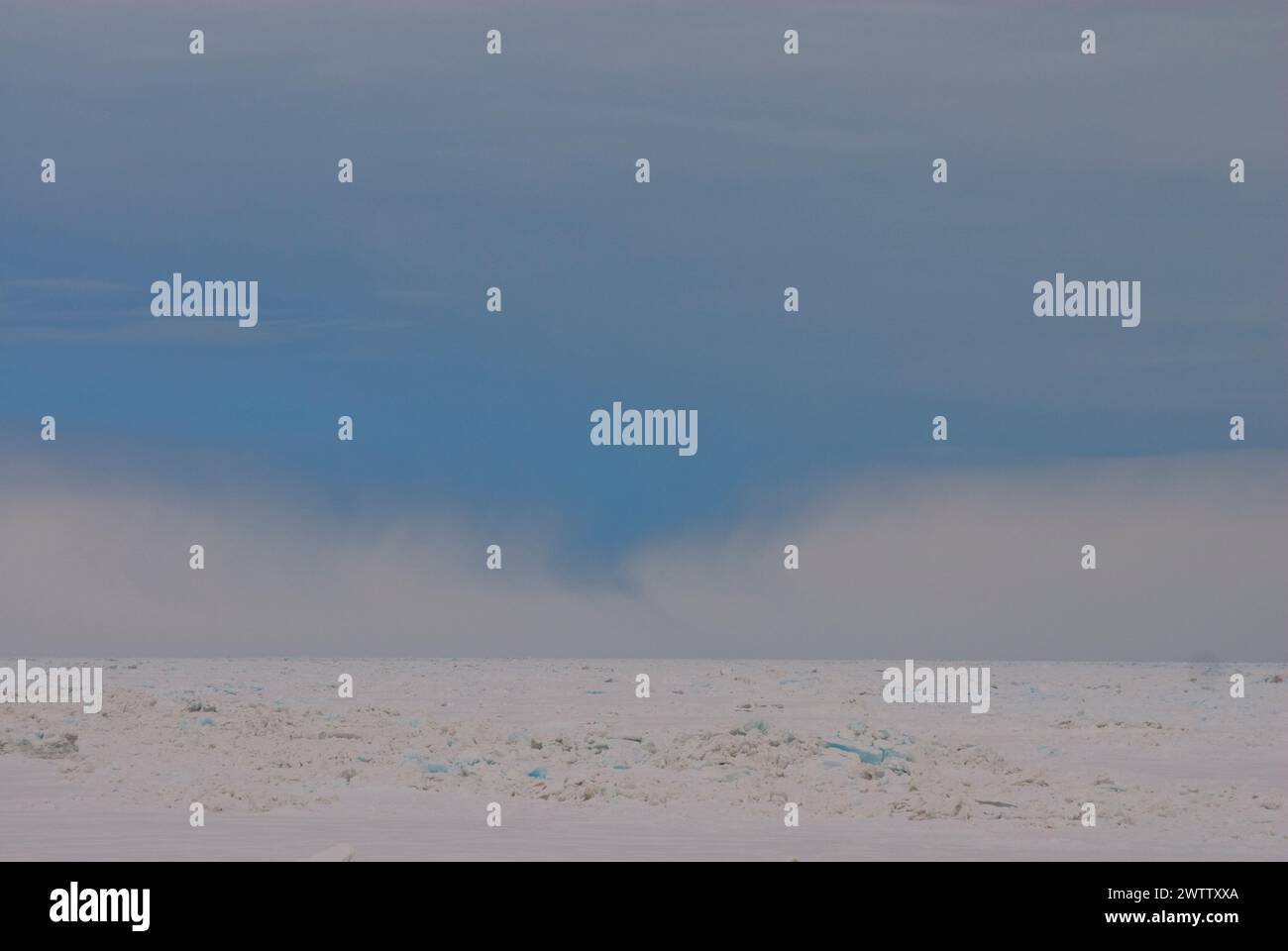 Seascape of rough pack ice over the Chukchi sea in springtime, off ...