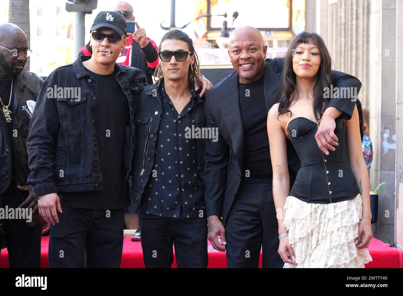 Truice Young, from left, Tyler Young, Dr. Dre, and Truly Young attend a ...