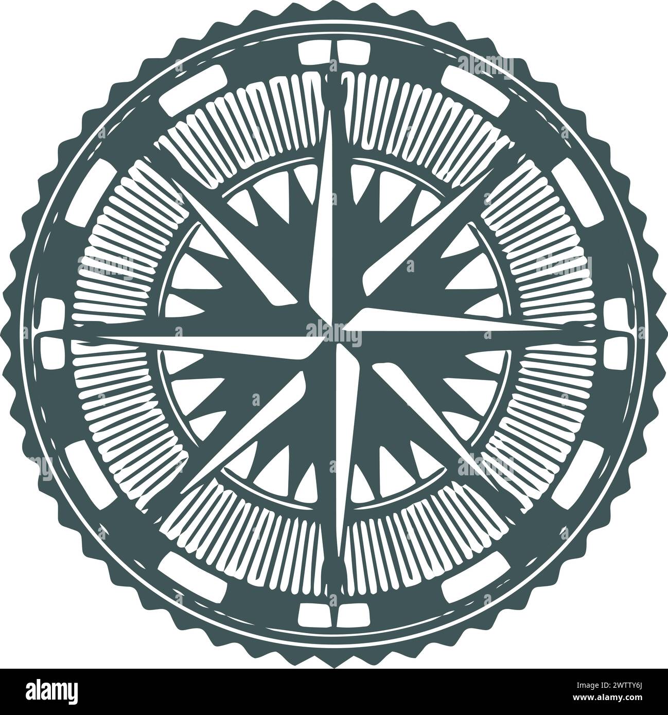 Wind rose stamp. Vintage navigation symbol. Map compass Stock Vector ...