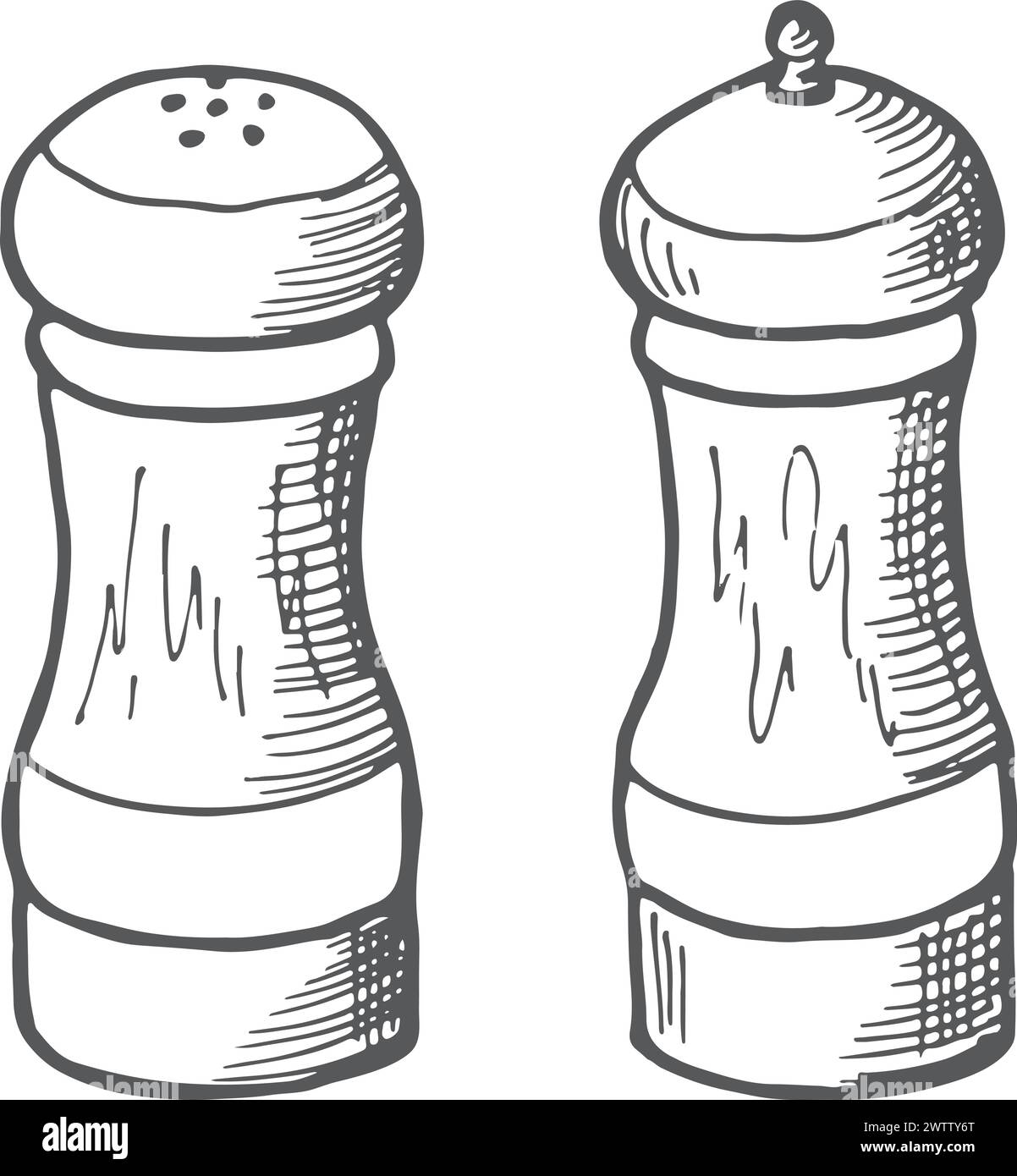 Salt and pepper shakers sketch. Food condiment Stock Vector Image & Art ...