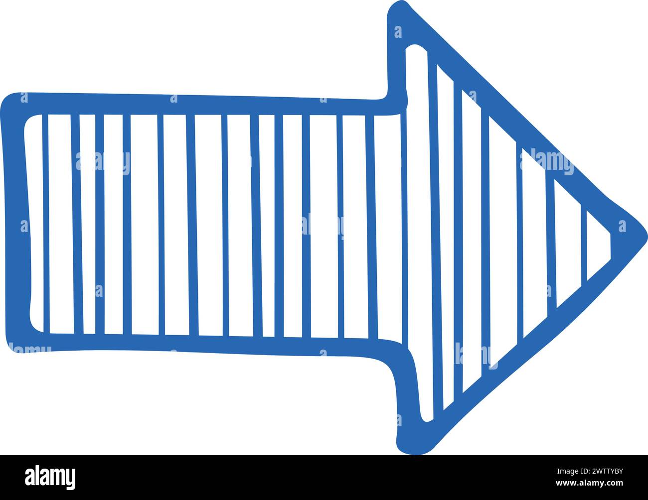 Right arrow doodle. Blue line direction pointer Stock Vector Image ...