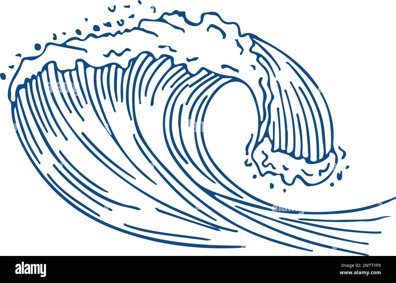 Surf wave hand drawn sketch. Sea storm Stock Vector Image & Art - Alamy