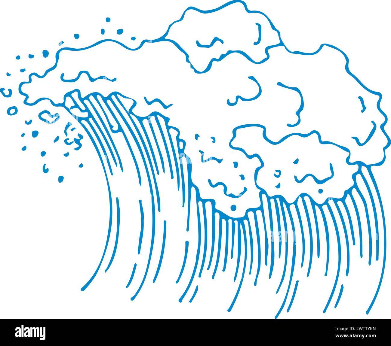 Blue wave sketch. Sea storm water splash Stock Vector Image & Art - Alamy