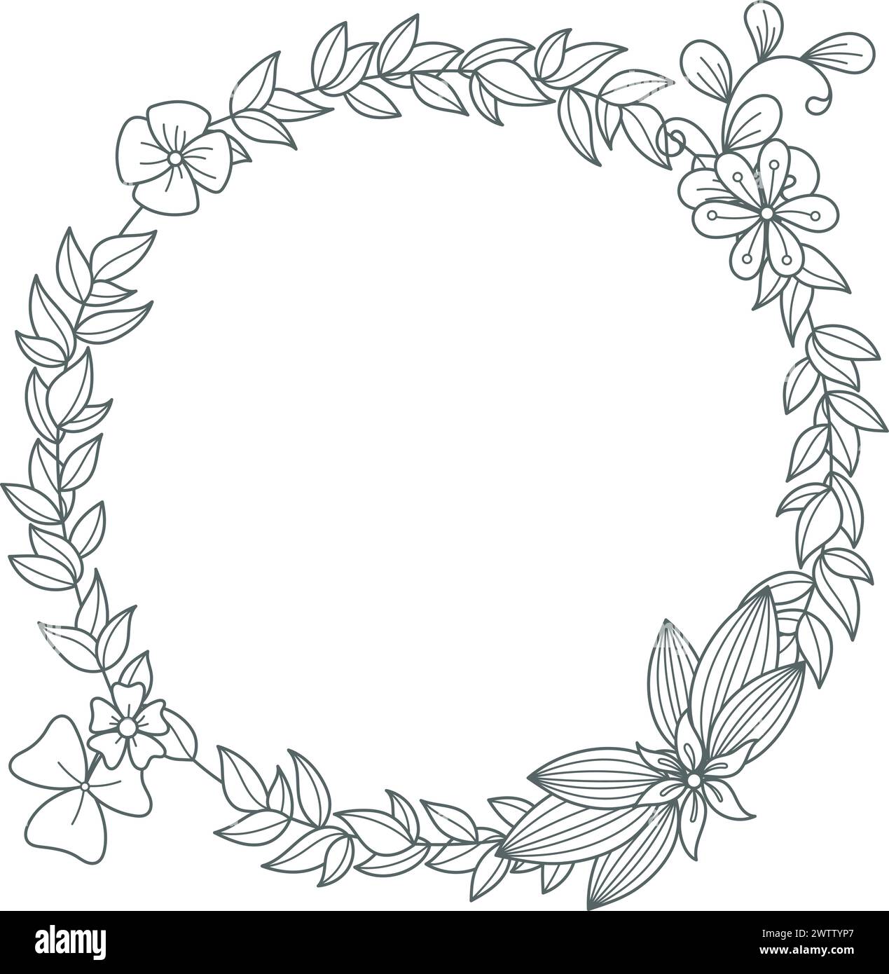 Floral wreath drawing hi-res stock photography and images - Alamy