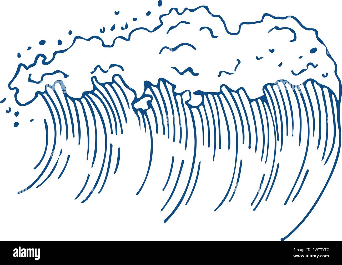 Water wave. Blue splash water curve sketch Stock Vector Image & Art - Alamy