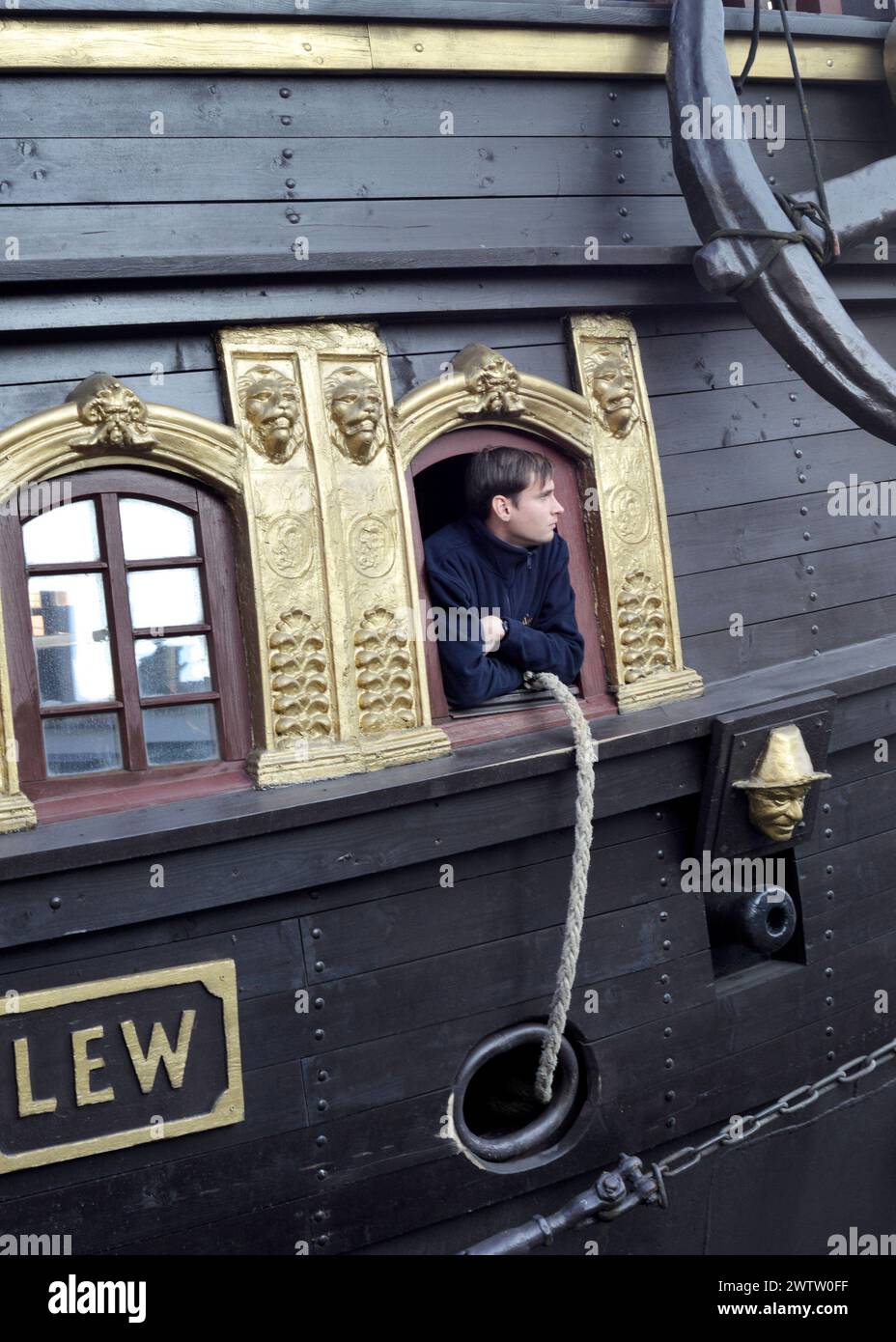 Seafarer sailor on duty on the Lew pirate ship and river cruise ...