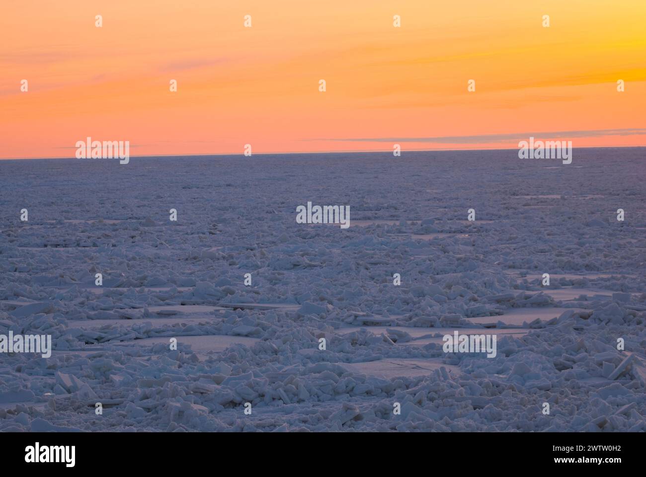 Seascape open lead rough pack ice over the Chukchi sea in springtime ...