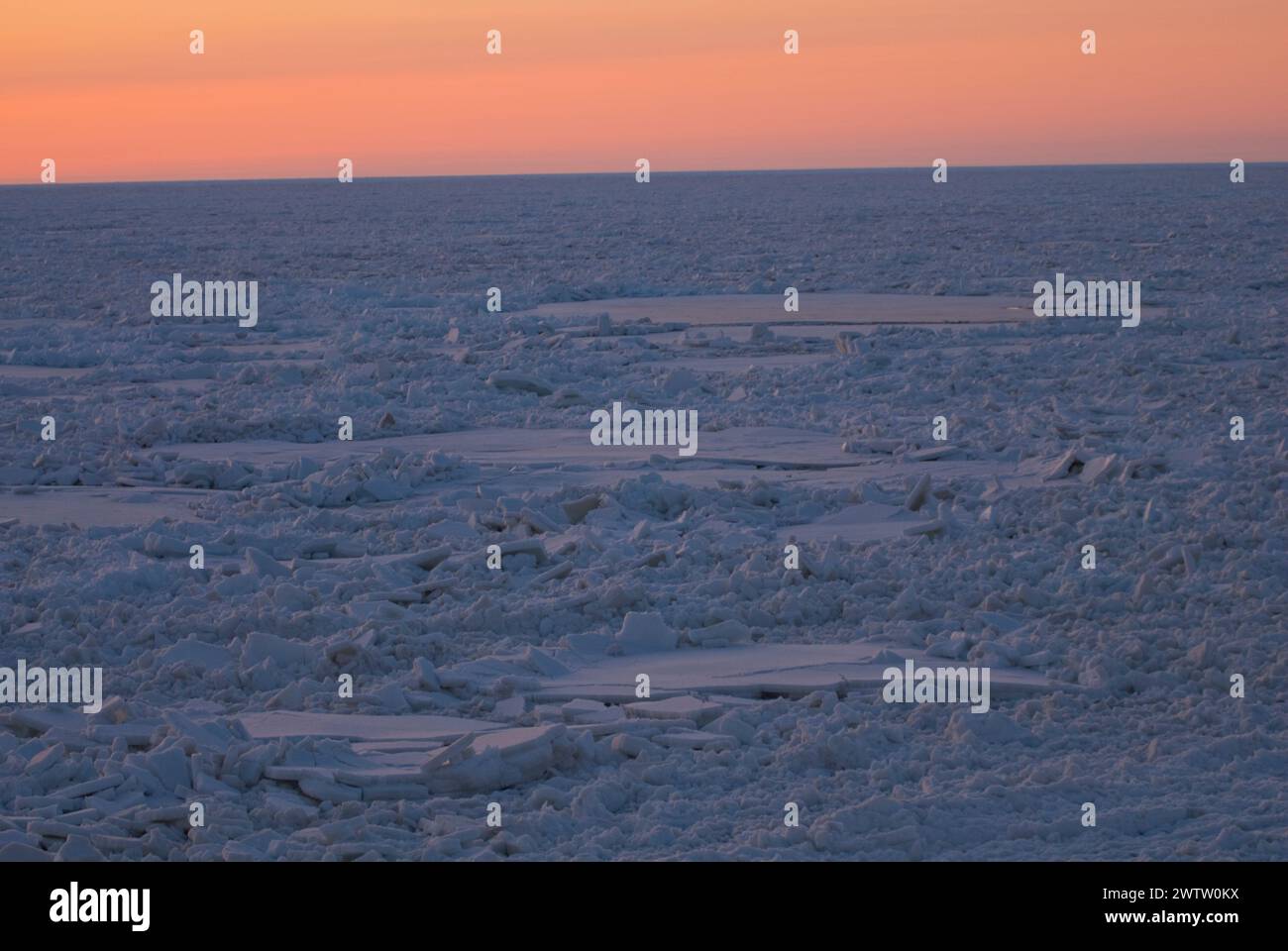 Seascape open lead rough pack ice over the Chukchi sea in springtime ...
