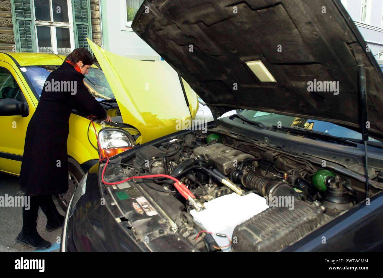 car repair after a breakdown, fixing broken parts of an automobile car ...
