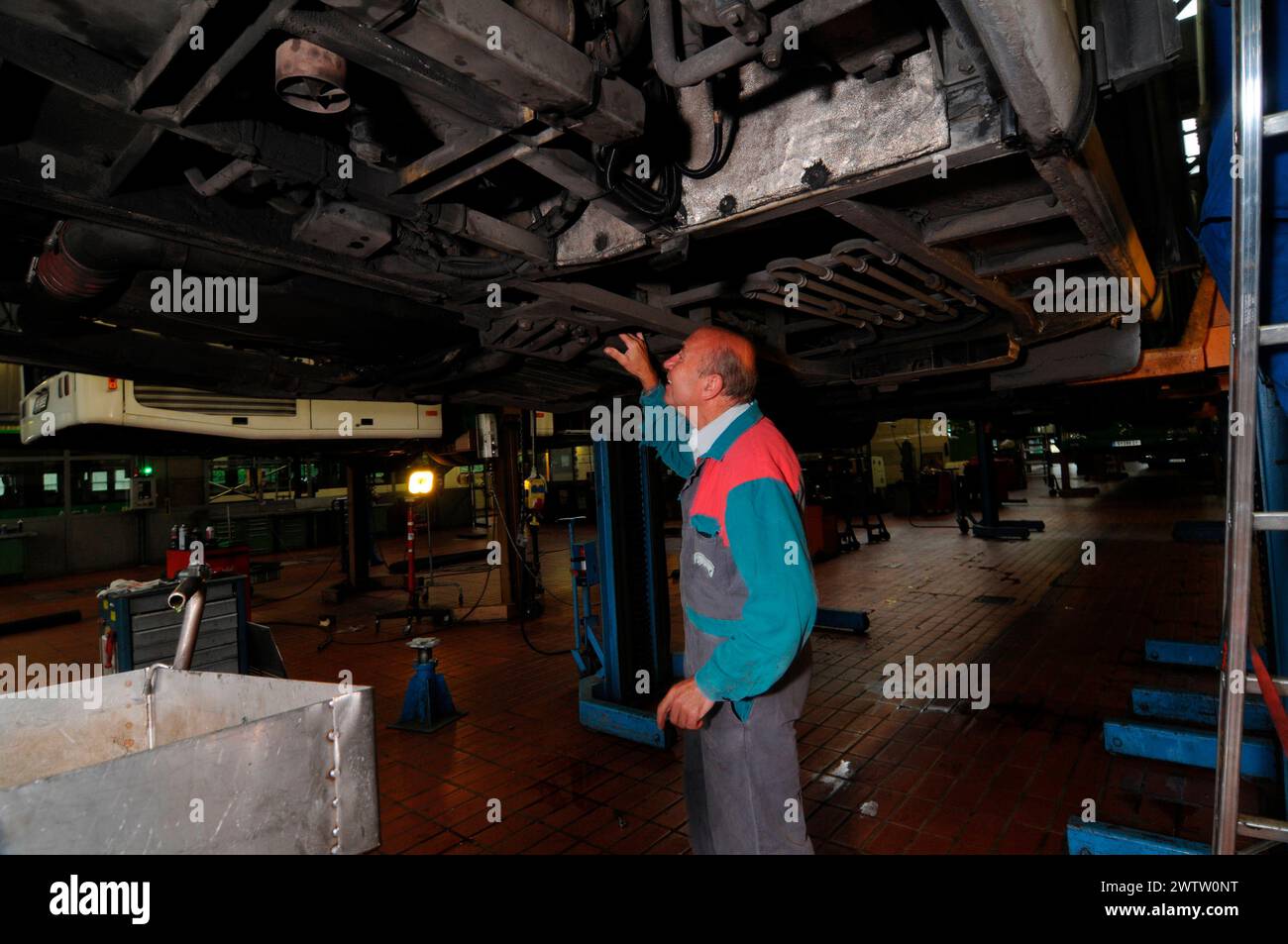 car repair after a breakdown, fixing broken parts of an automobile car ...