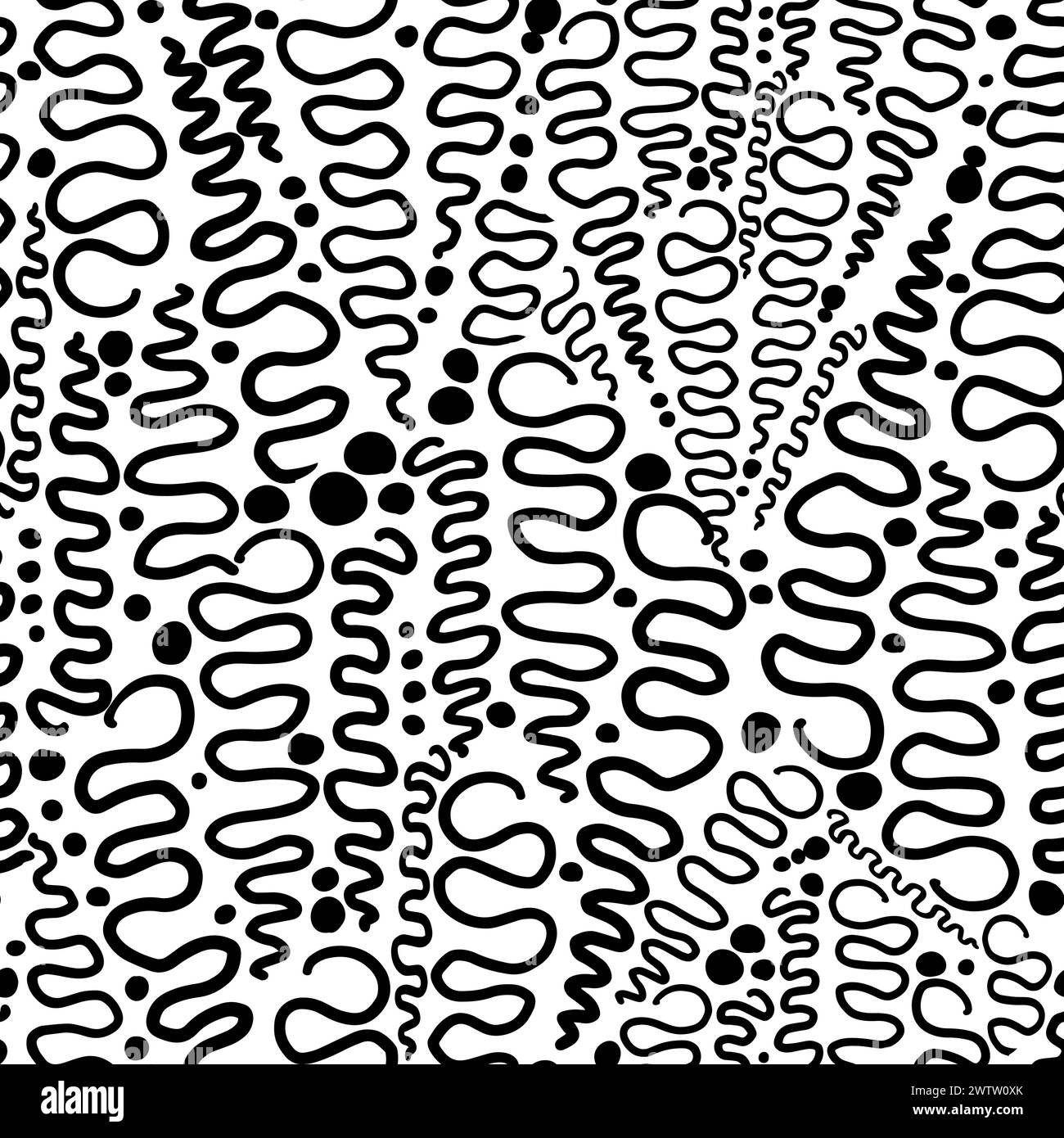 black swirls spirals seamless pattern. hand drawing. Not AI, Vector illustration Stock Vector ...