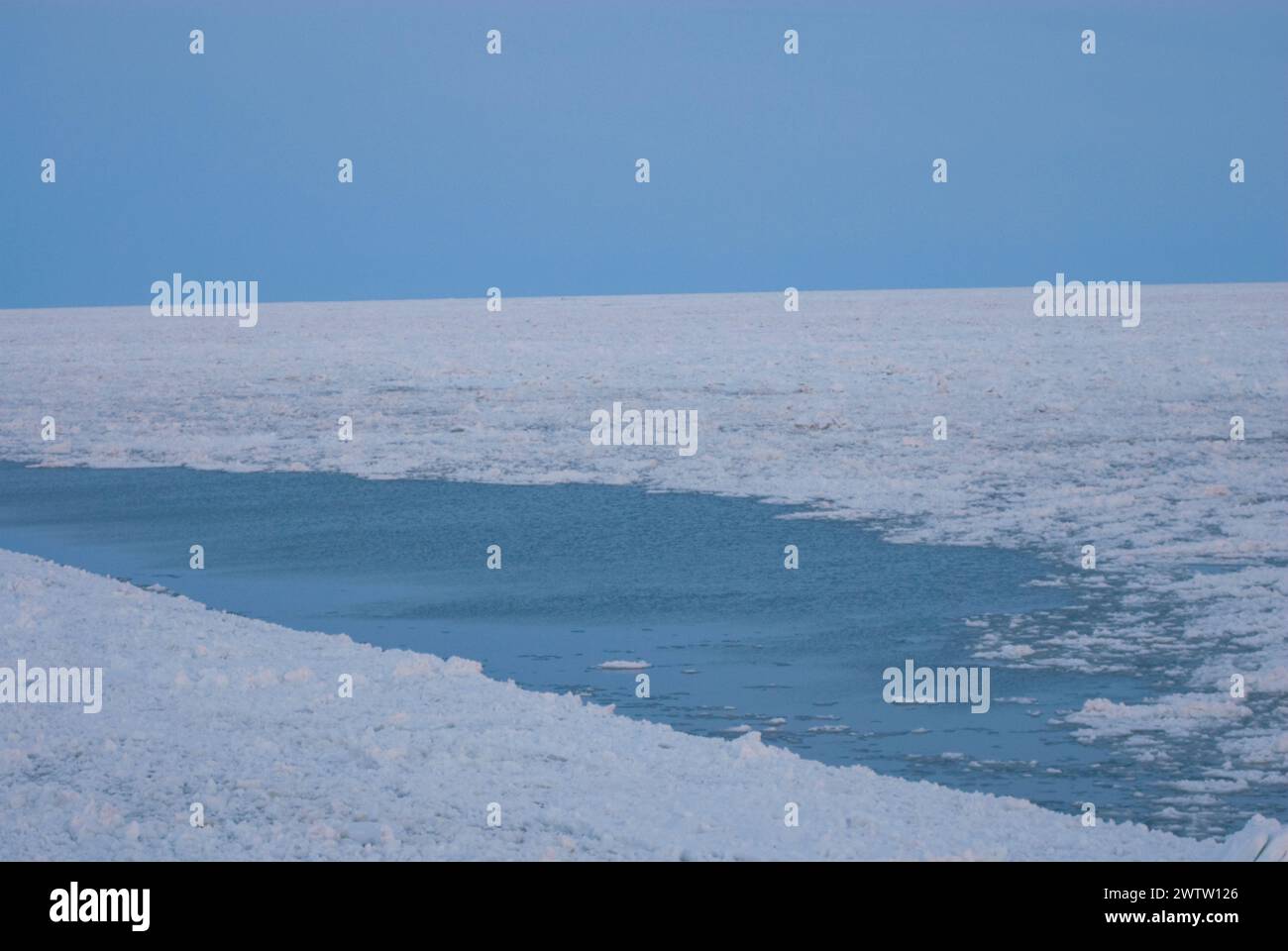 Seascape open lead rough pack ice over the Chukchi sea in springtime ...