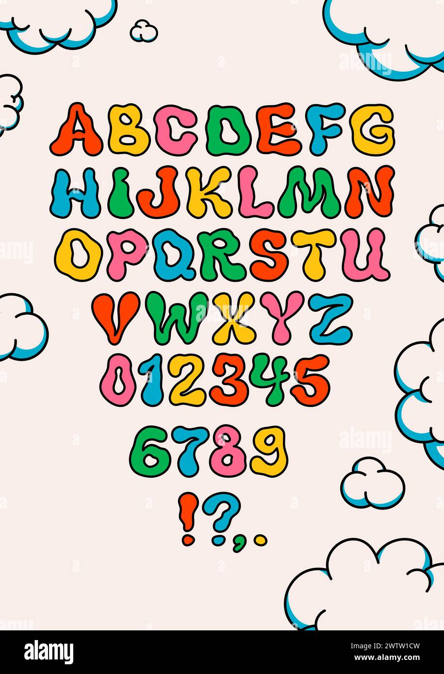Retro style groovy cartoon alphabet Stock Vector Image & Art - Alamy