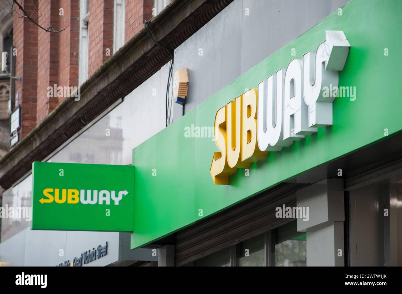 Subway outdoor signage Stock Photo - Alamy