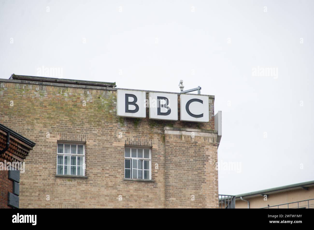 BBC logo, Northern Ireland HQ in Belfast City Stock Photo - Alamy