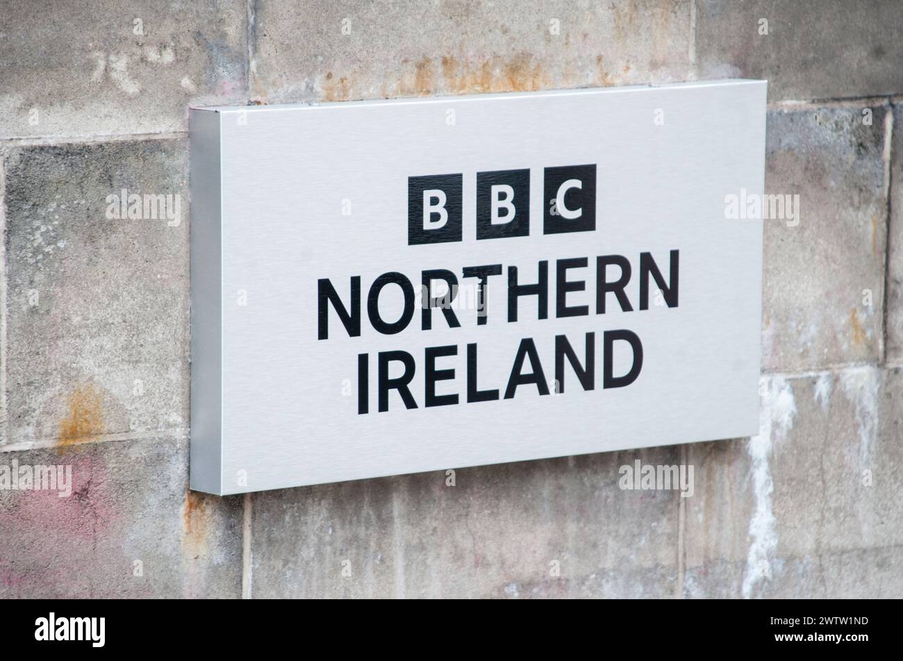 BBC logo, Northern Ireland HQ in Belfast City Stock Photo - Alamy