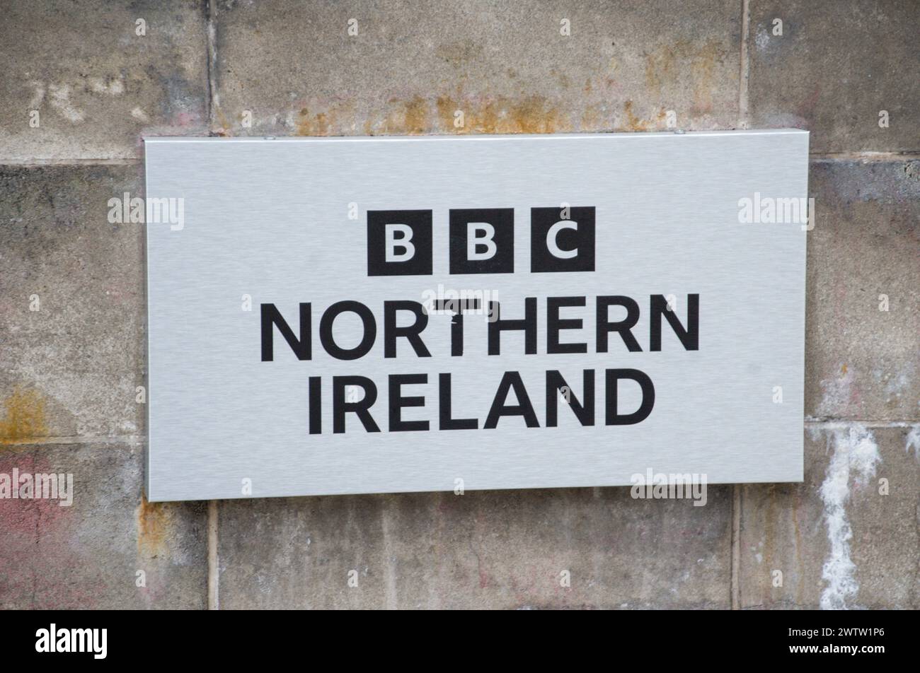 BBC logo, Northern Ireland HQ in Belfast City Stock Photo - Alamy