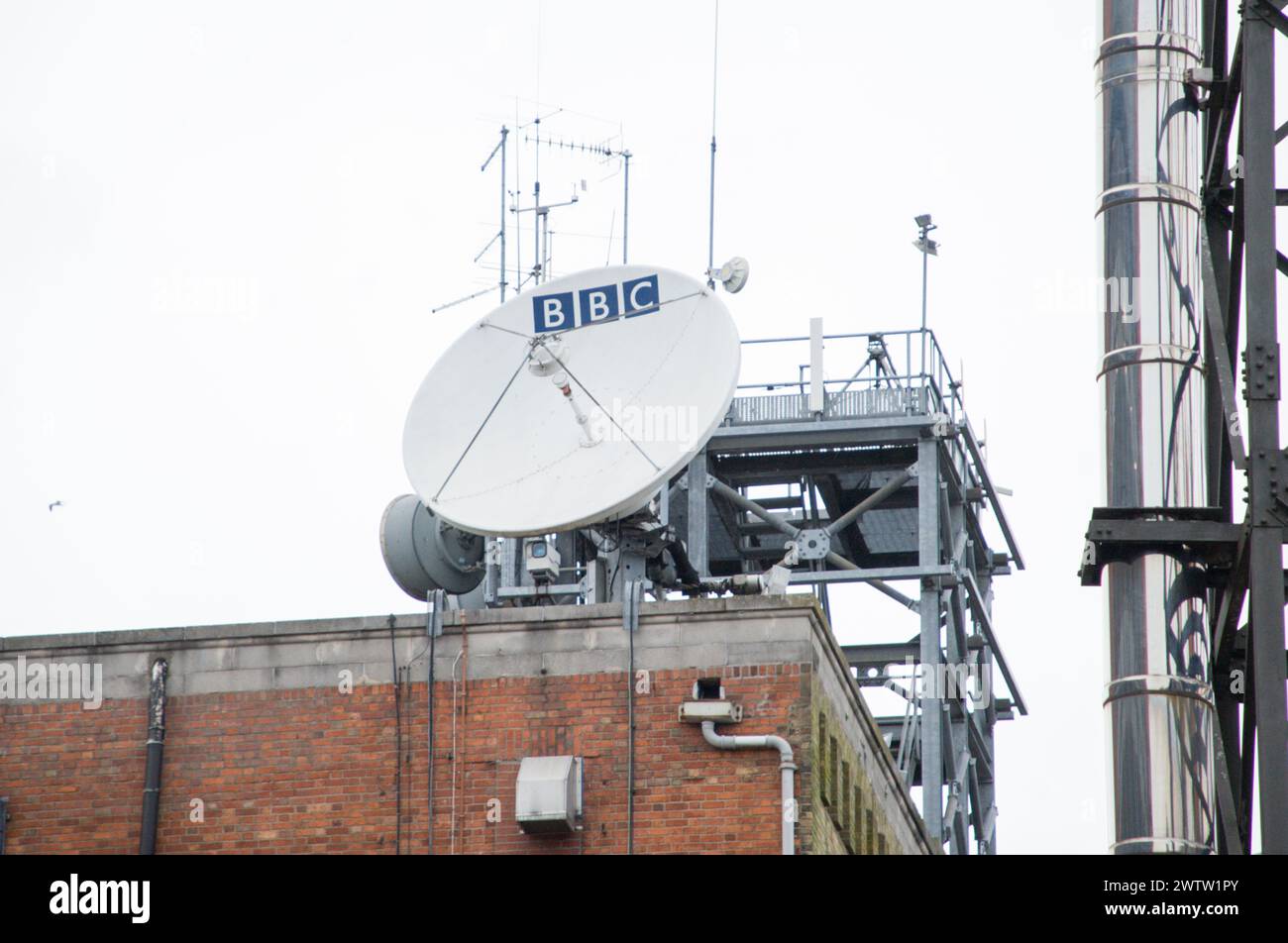 BBC logo, Northern Ireland HQ in Belfast City Stock Photo - Alamy