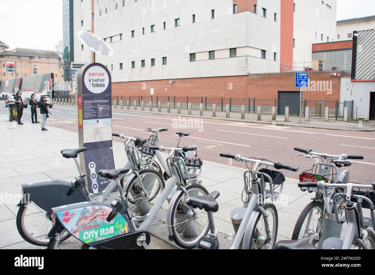 Belfast Bikes docking station. Belfast. Northern Ireland Stock Photo ...