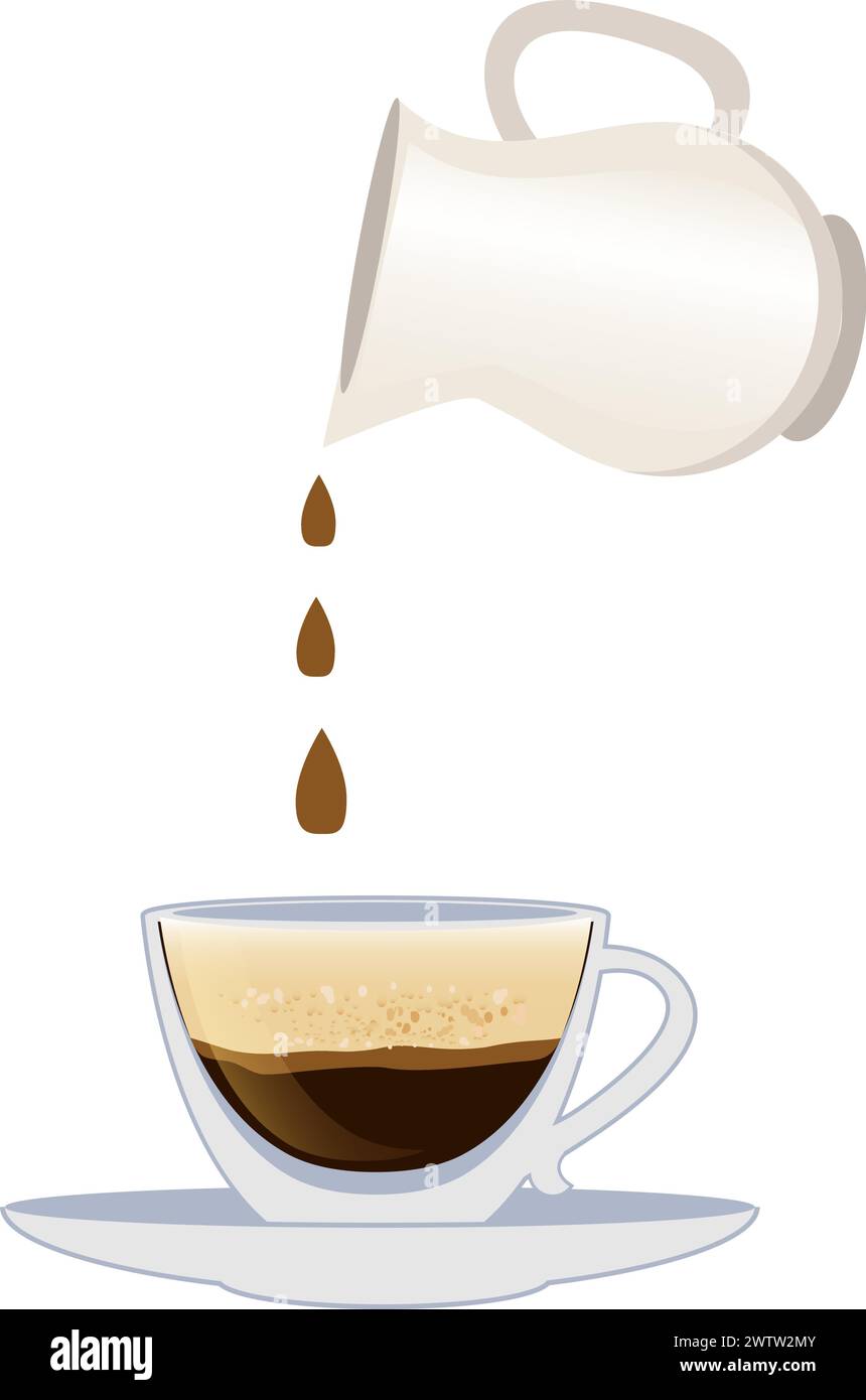 Coffee cup cartoon icon. Pouring drink from coffeepot Stock Vector ...