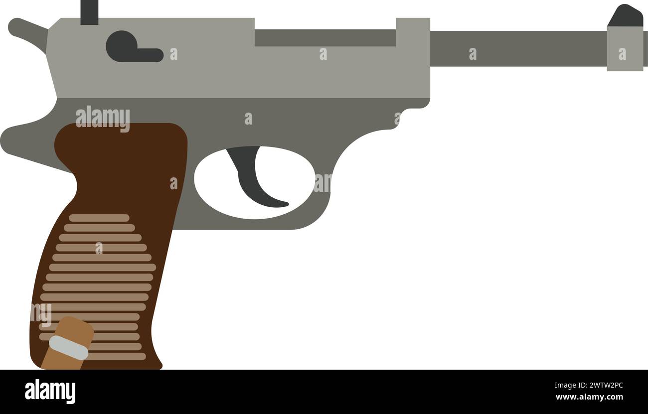 Retro semi-automatic pistol. Mauser army handgun icon Stock Vector ...