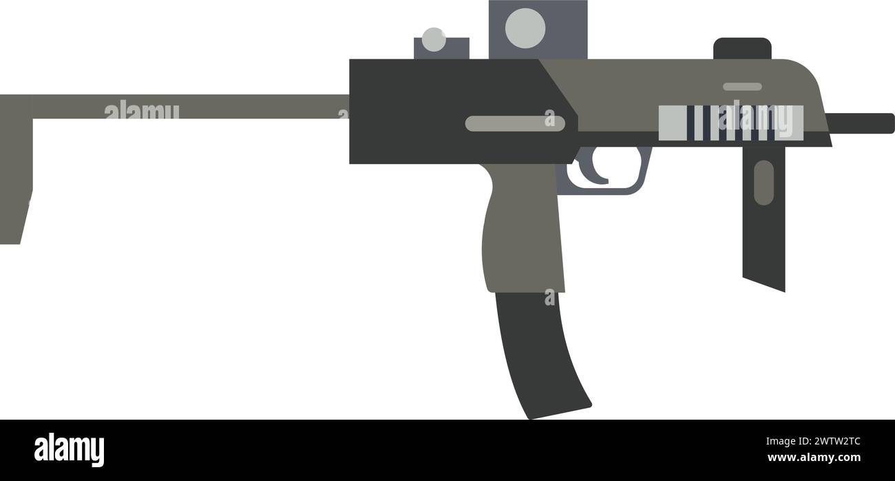 Machine gun. Automatic war weapon. Army firearm Stock Vector Image ...