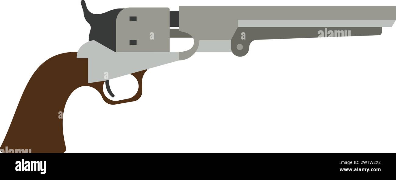 Revolver color icon. Vintage pistol barrel gun Stock Vector Image & Art ...