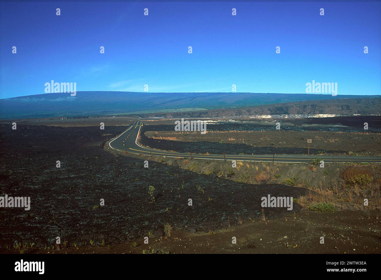 Road cut off by 1982 lava flow, Crater Rim Drive, taken in 1998, Hawai ...