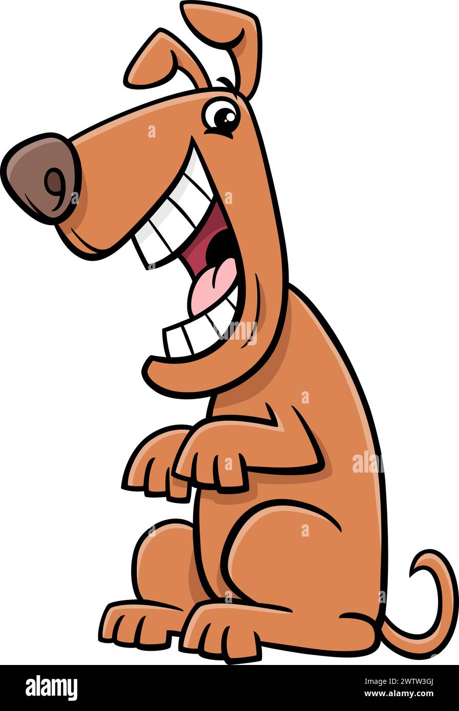 Cartoon illustration of happy brown dog comic animal character Stock ...