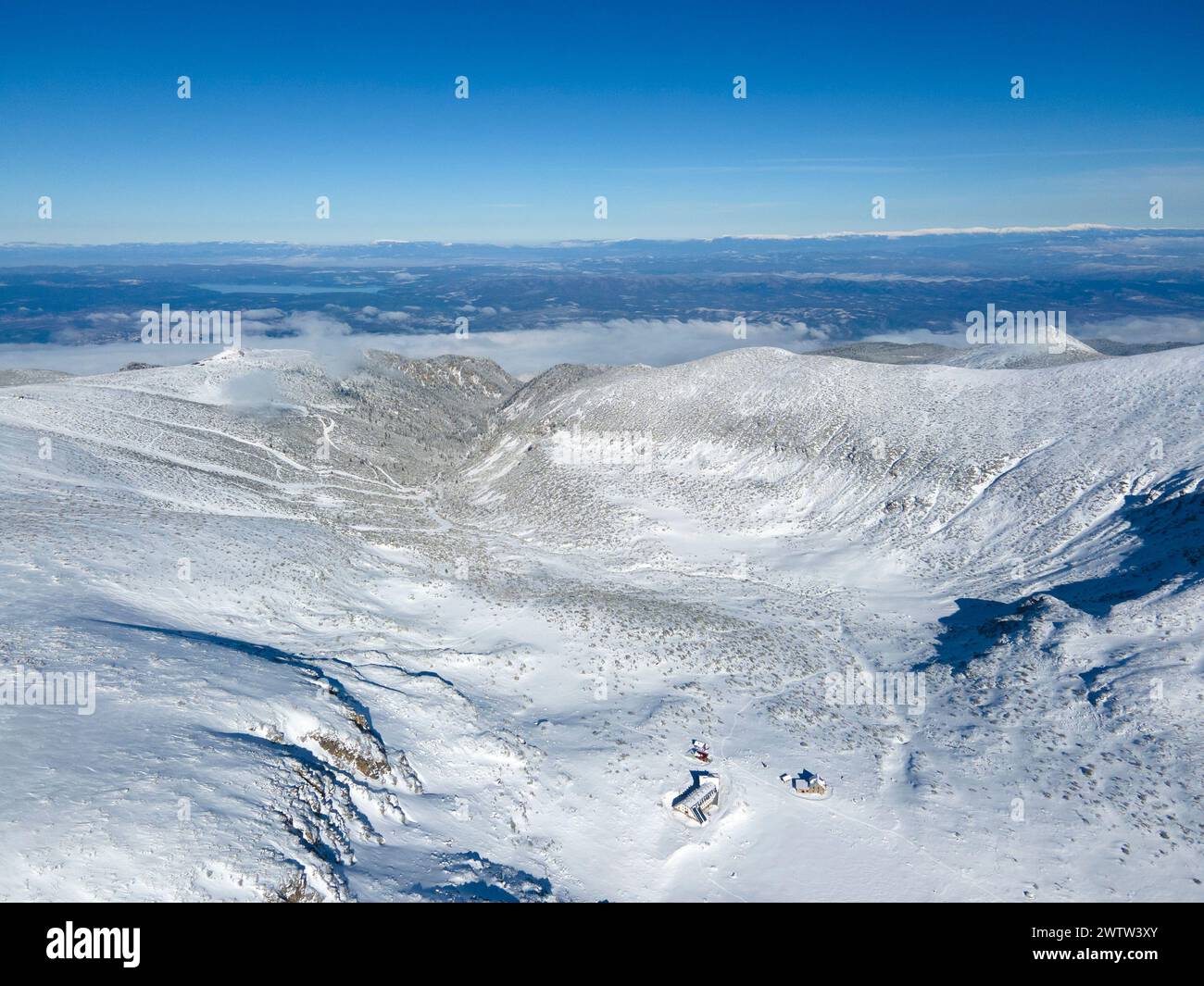 Amazing Aerial Winter view of Rila mountain near Musala peak, Bulgaria ...